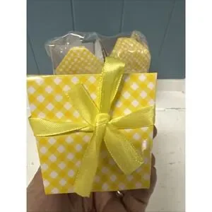 Party Supplies | 12 Mini Take Out Boxes Gingham Yellow White Check W ...